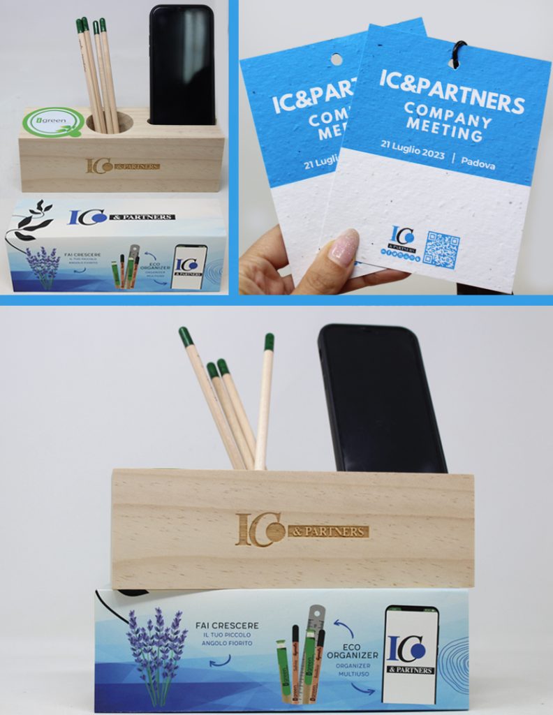 Plantable badges and Eco Organizer for IC&Partners - iGreen Gadgets